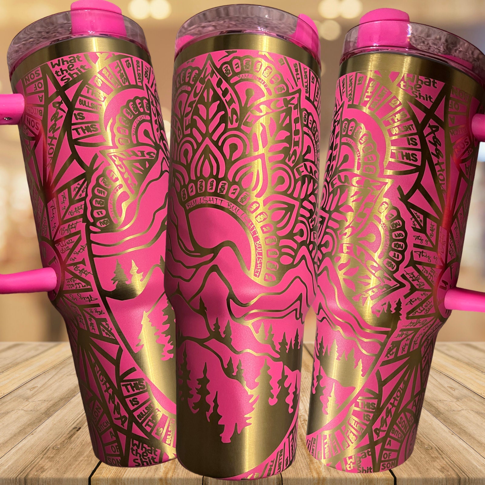 Curse Word Mandala Adult Mandala Seamless Wrap Tumbler Laser Engraving ...