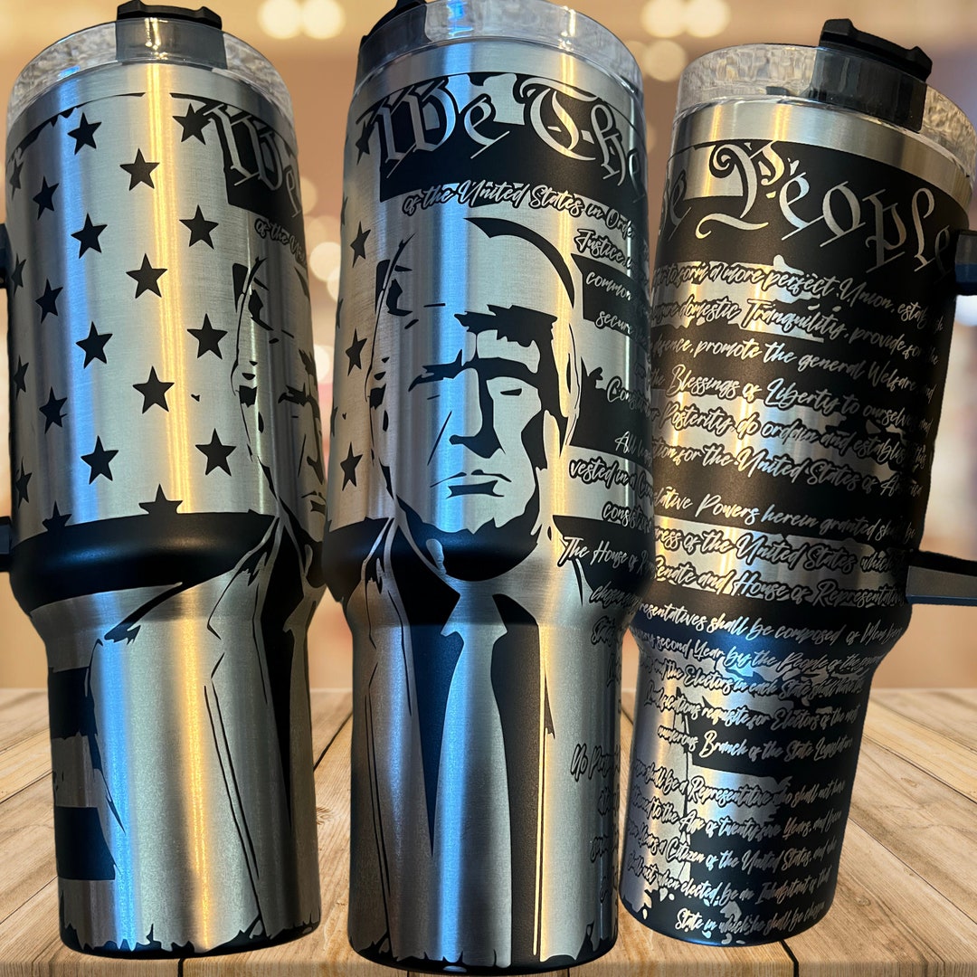Trump American Flag We the People Patriotic Tumbler Laser Engraving ...