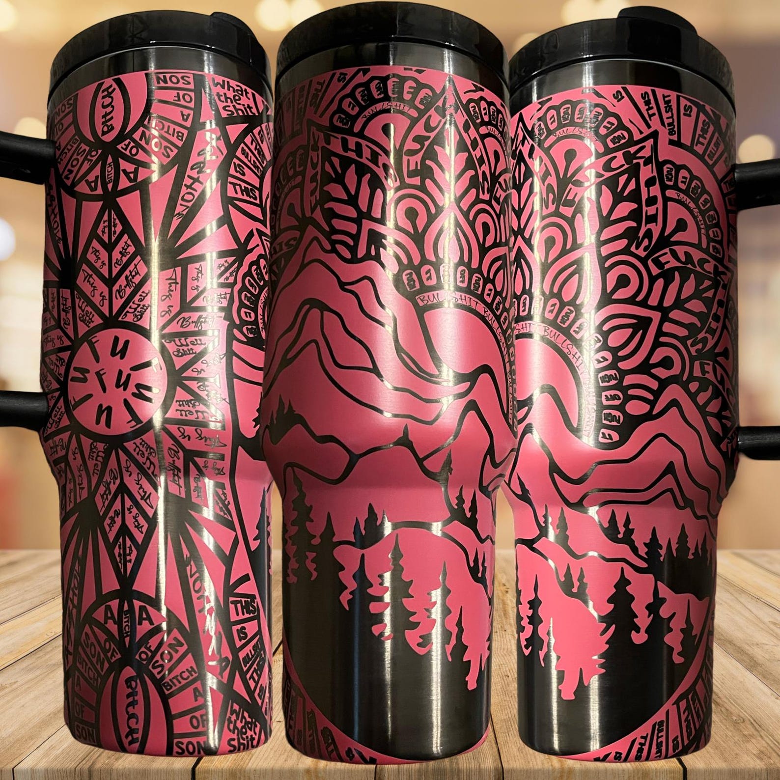 Curse Word Mandala Adult Mandala Seamless Wrap Tumbler Laser Engraving ...