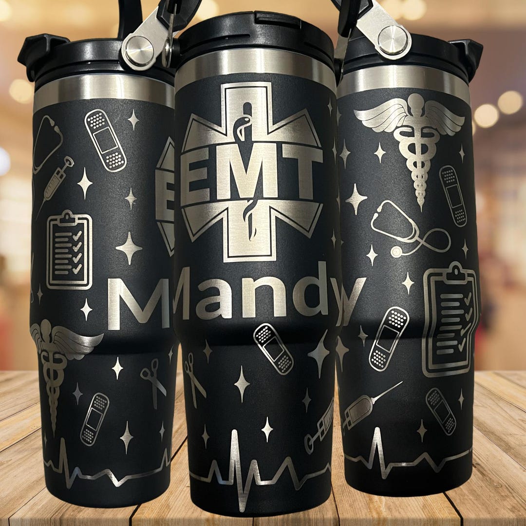 EMT Stainless Steel 20, 30, or 40 Oz Tumbler Laser Engraved Full Cup ...