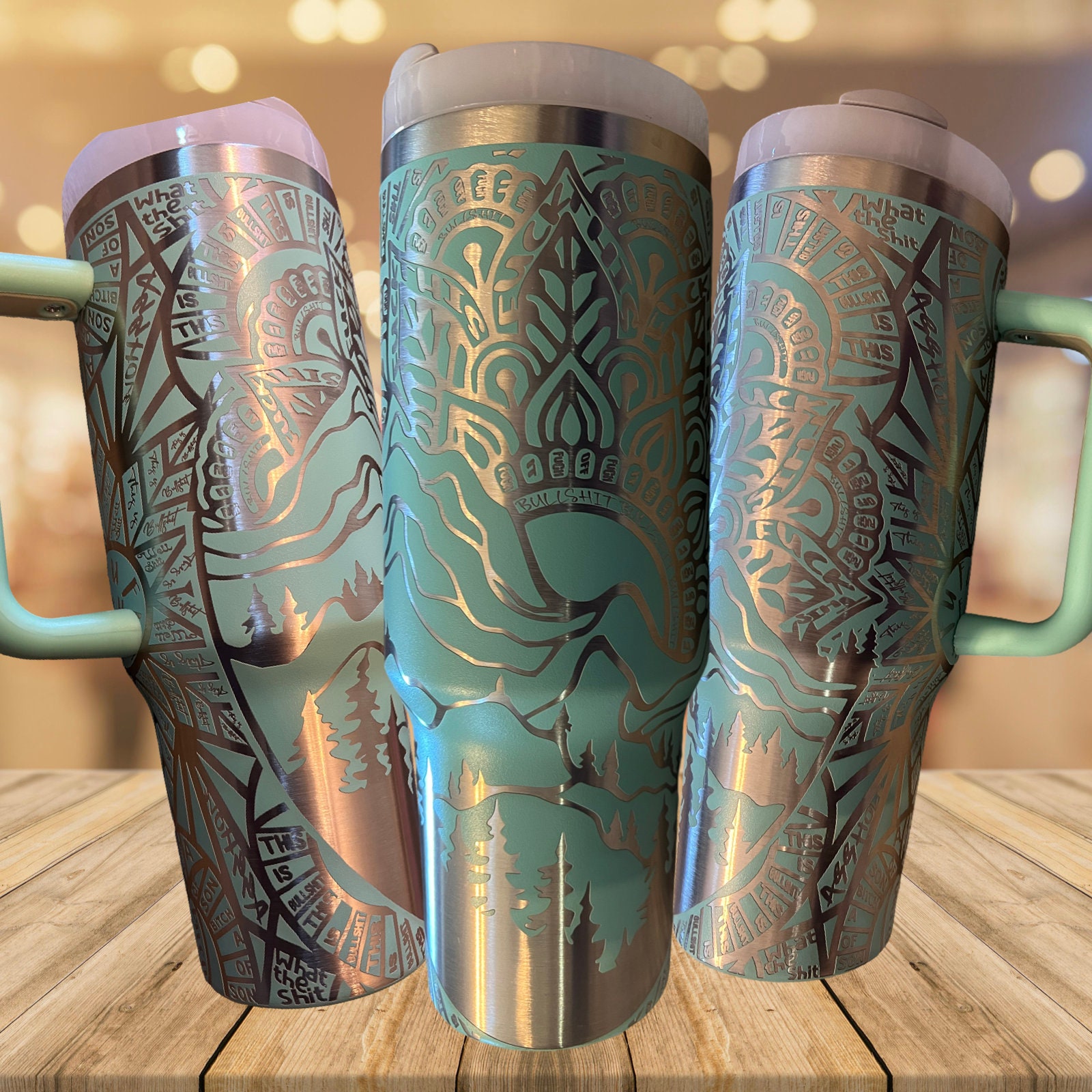 Curse Word Mandala Adult Mandala Seamless Wrap Tumbler Laser Engraving ...