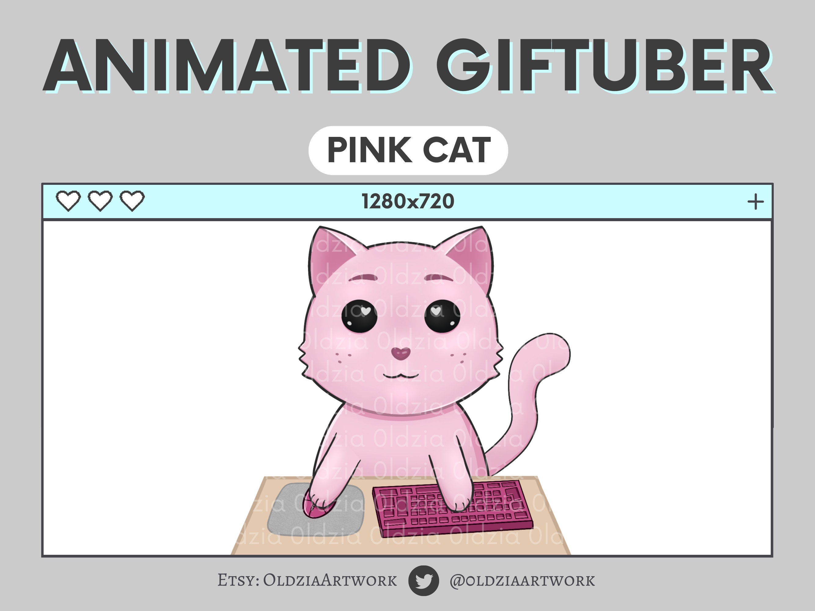 Cute Animated Pink Cat Animal Vtuber Giftuber Pngtuber for - Etsy