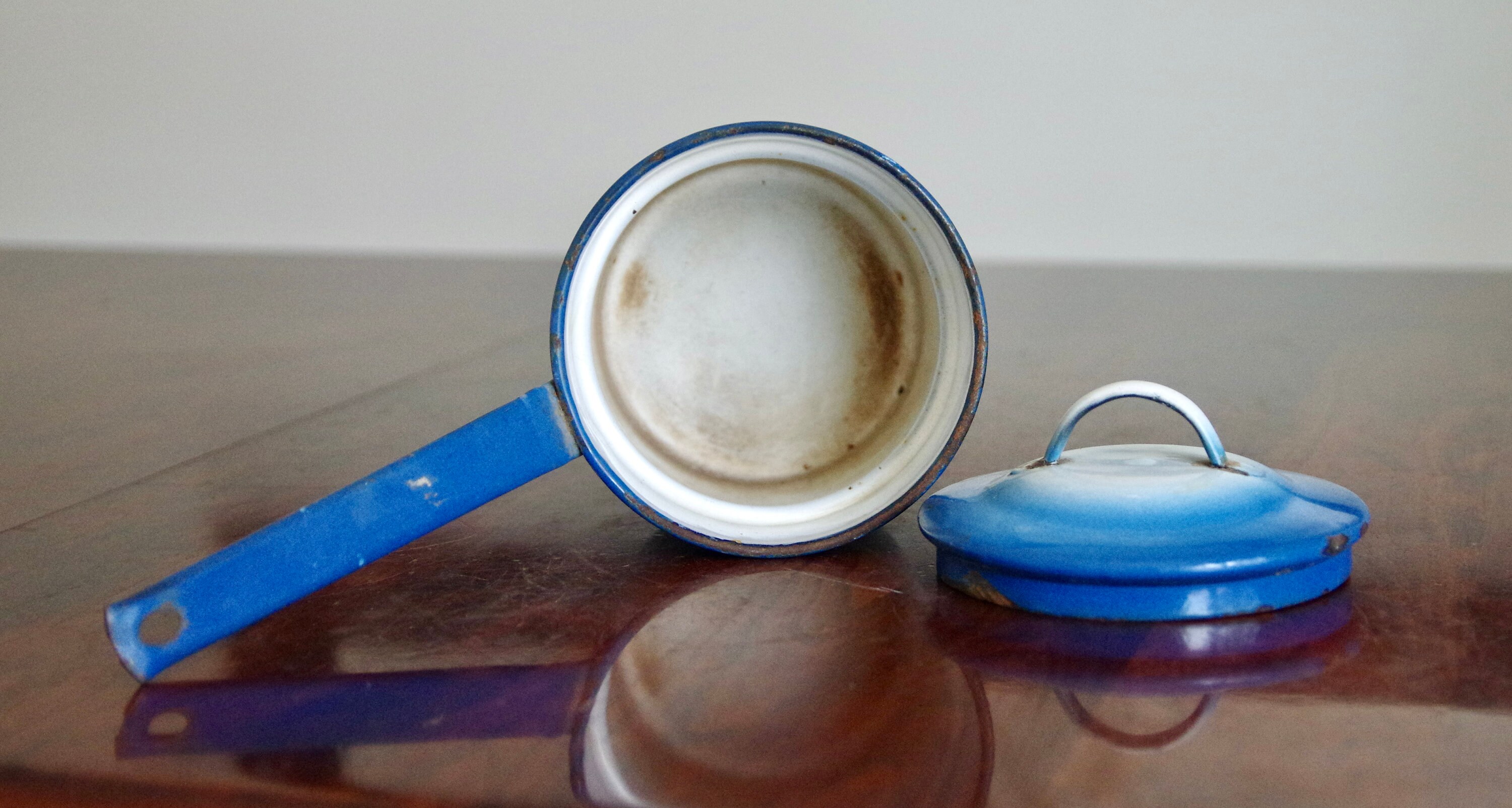 Vintage 1950's Blue and White Enamel Lidded Pan Vintage Enamel Cookware ...