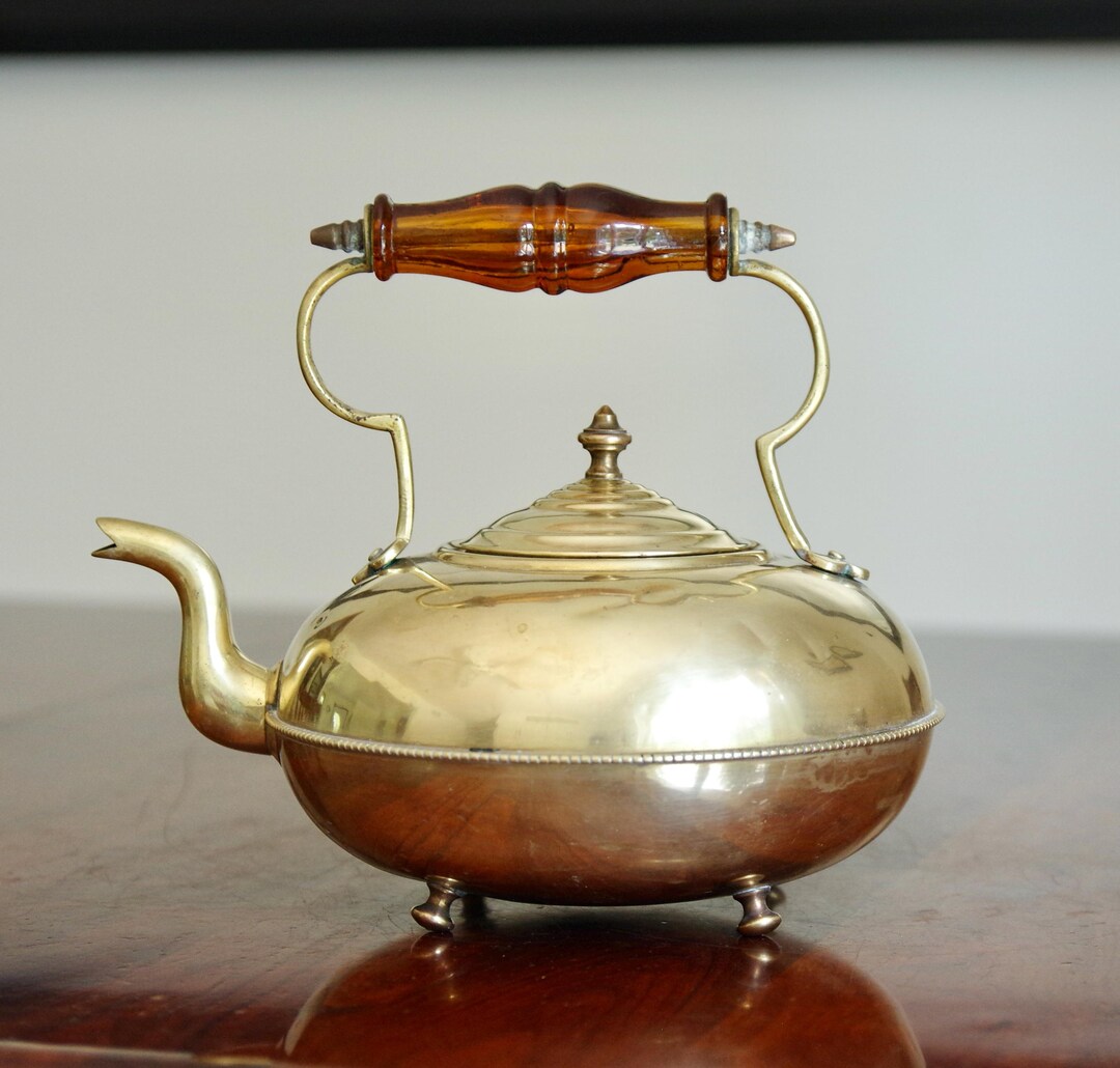Antique James Clews Birmingham Toddy Kettle Footed Brass Teapot With ...