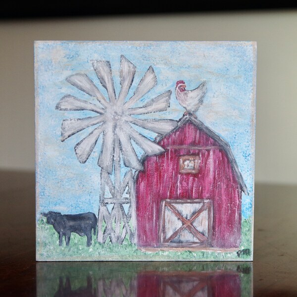 Cow Barn Painting - Etsy