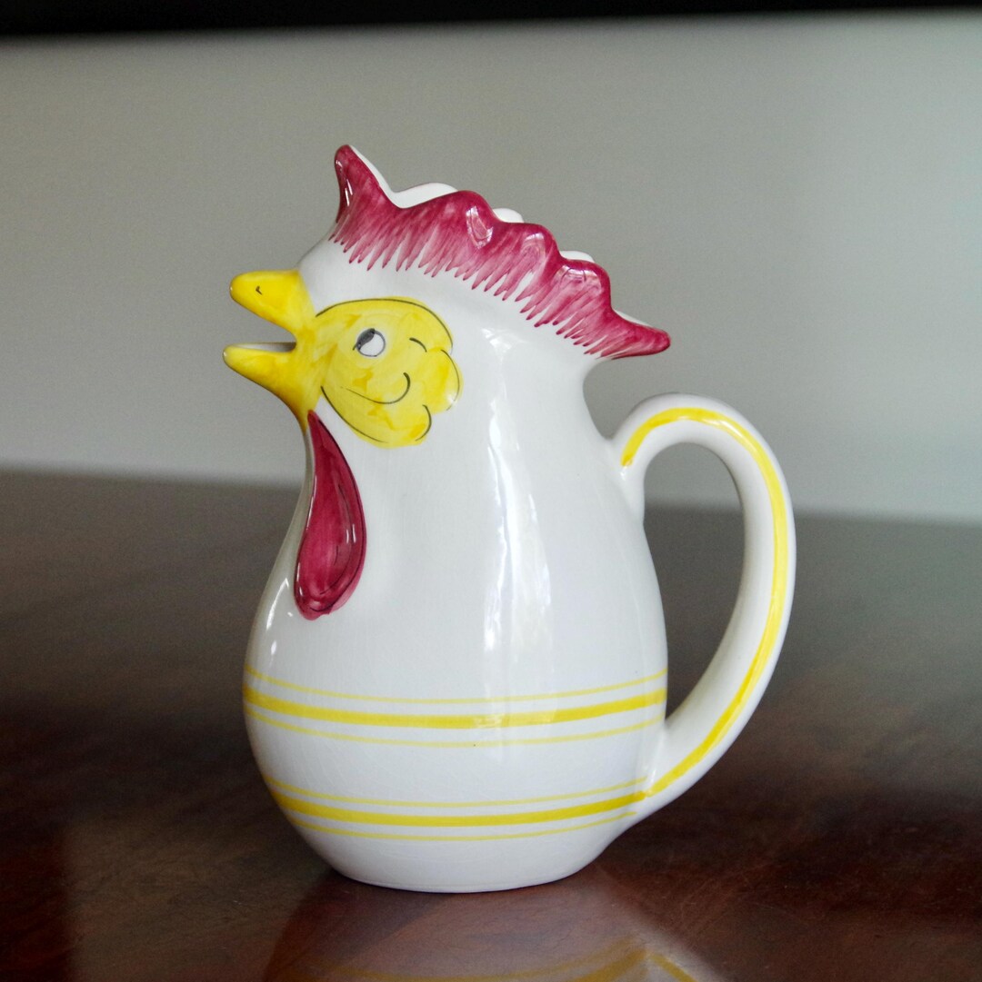 Vintage Italian Made Hand Painted Chicken Rooster Pitcher | Vintage ...