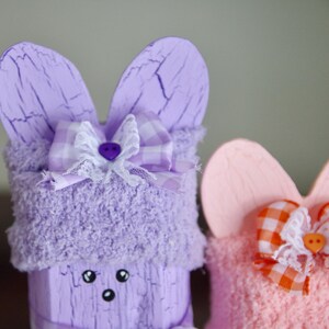 Set 4 Wooden Easter Peeps in Lavender, Orange, Green and Yellow With ...