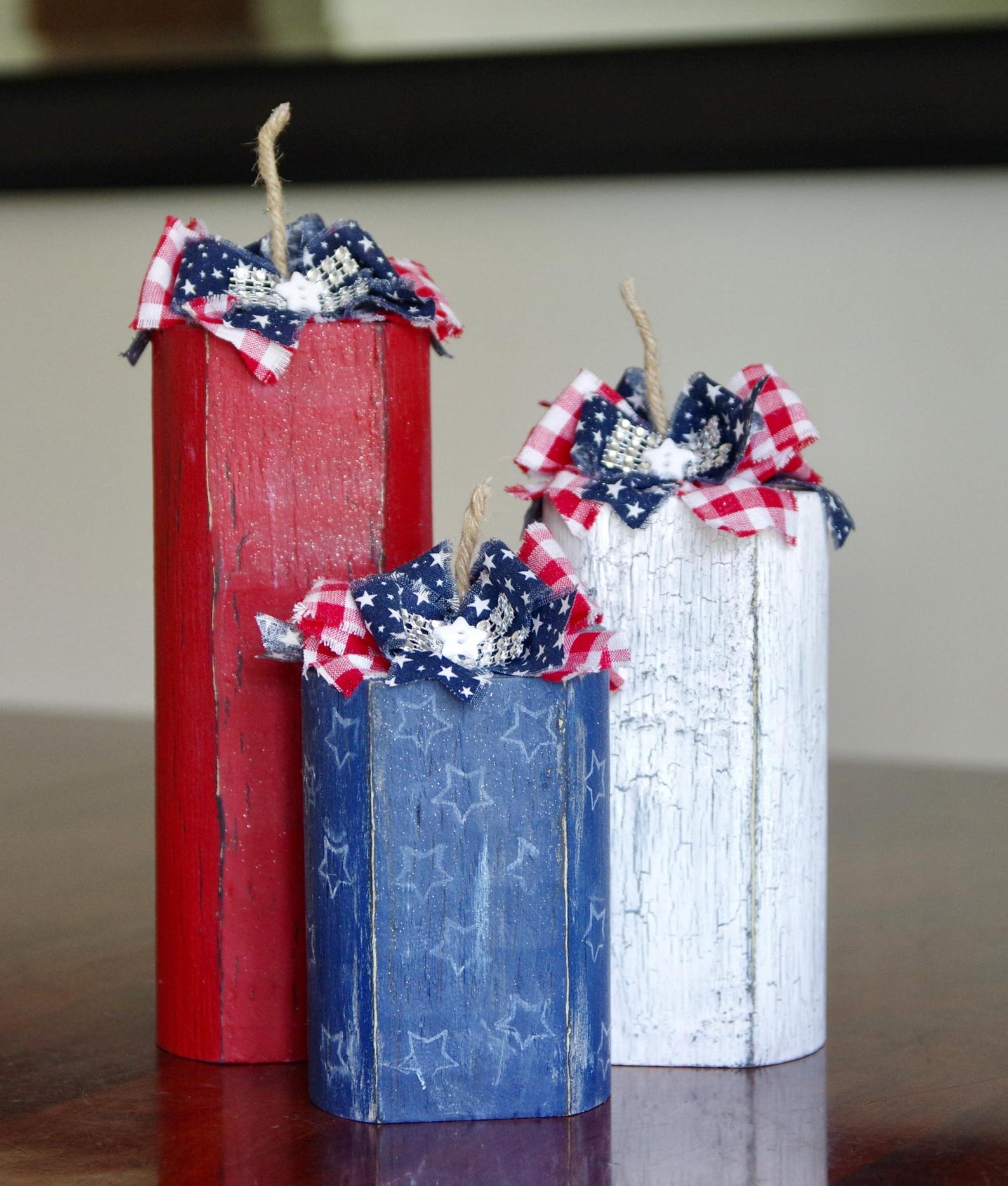 Set of 3 Wooden Fourth of July Firecracker Decoration | Holiday ...