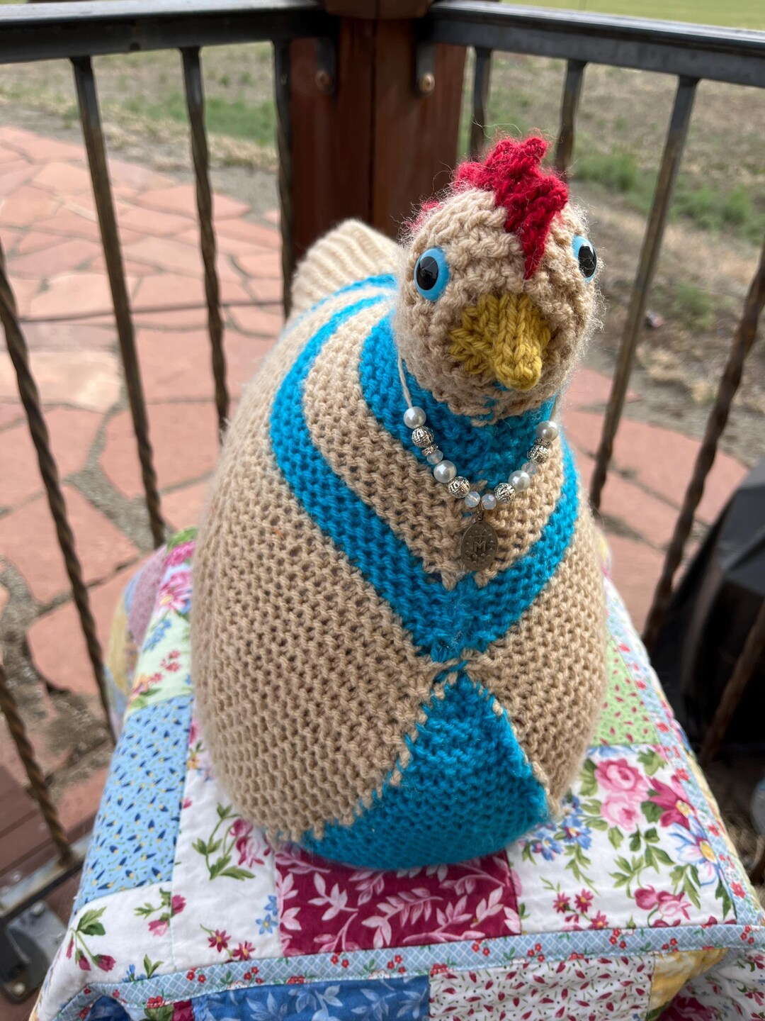 Hand Knit Emotional Support Chicken: Cozy Comfort Stuffie With Pearl ...