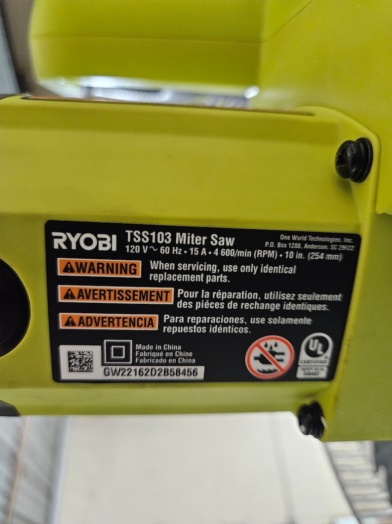 Ryobi Miter Saw TSS103 Dust Collector/vacuum Adapter for Rigid Vacuum ...