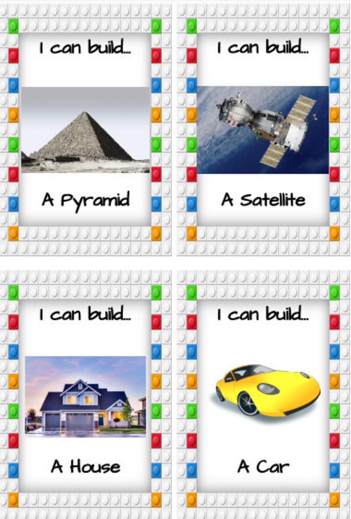 Preschool Building Task Cards (23 Images), Building Center, Blocks ...