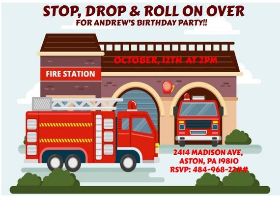Firehouse Birthday Invitation Printable Template Editable - Etsy