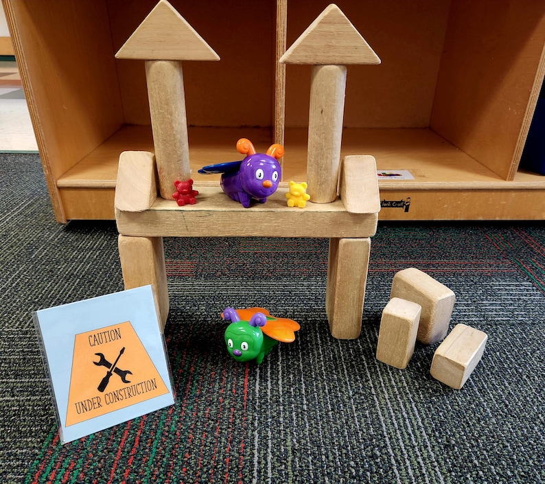 Preschool Caution Under Construction Project Holder, Blocks Center, Science Center, NAEYC - Etsy