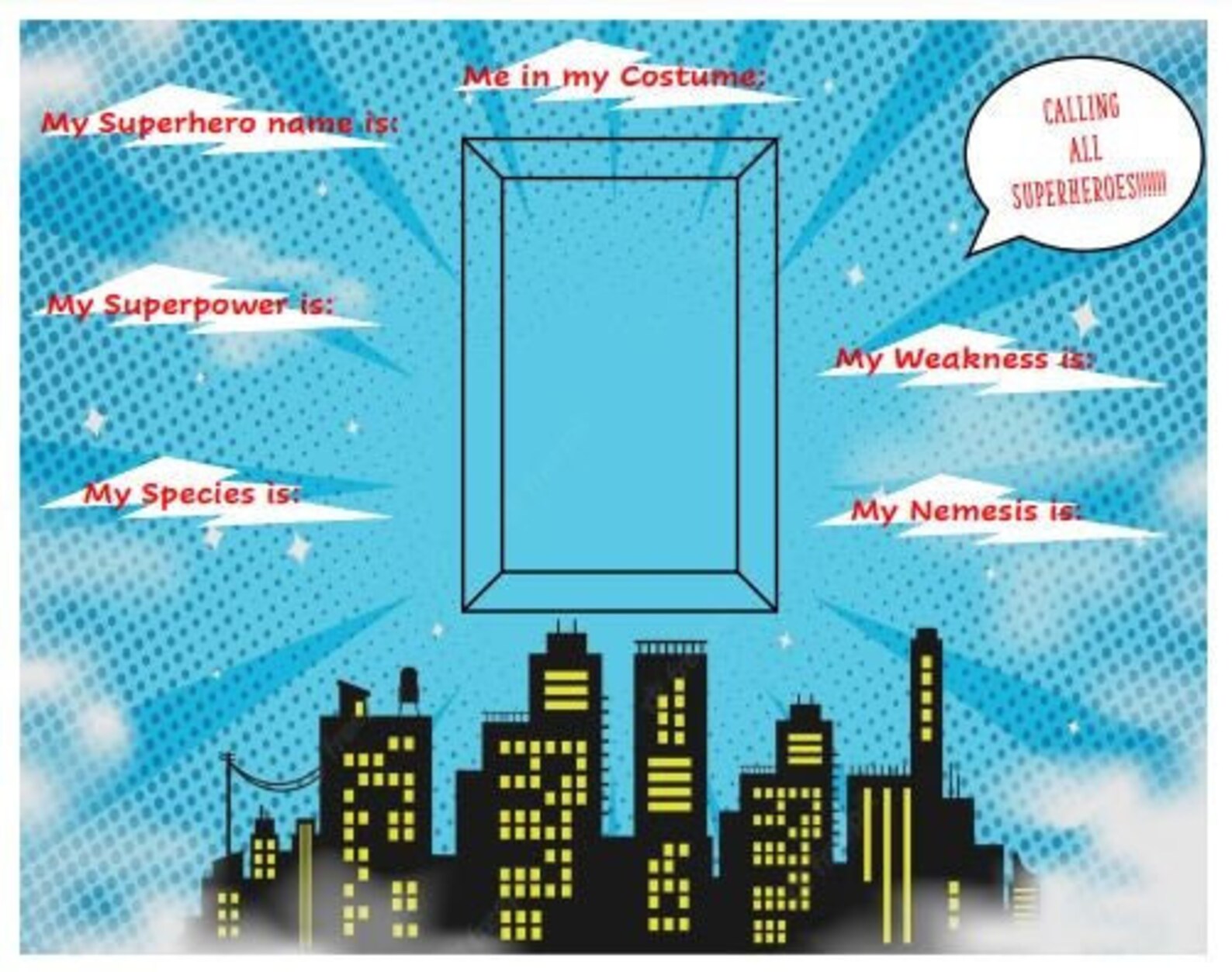 All About Me-superhero Printable & Editable Template, Preschool ...