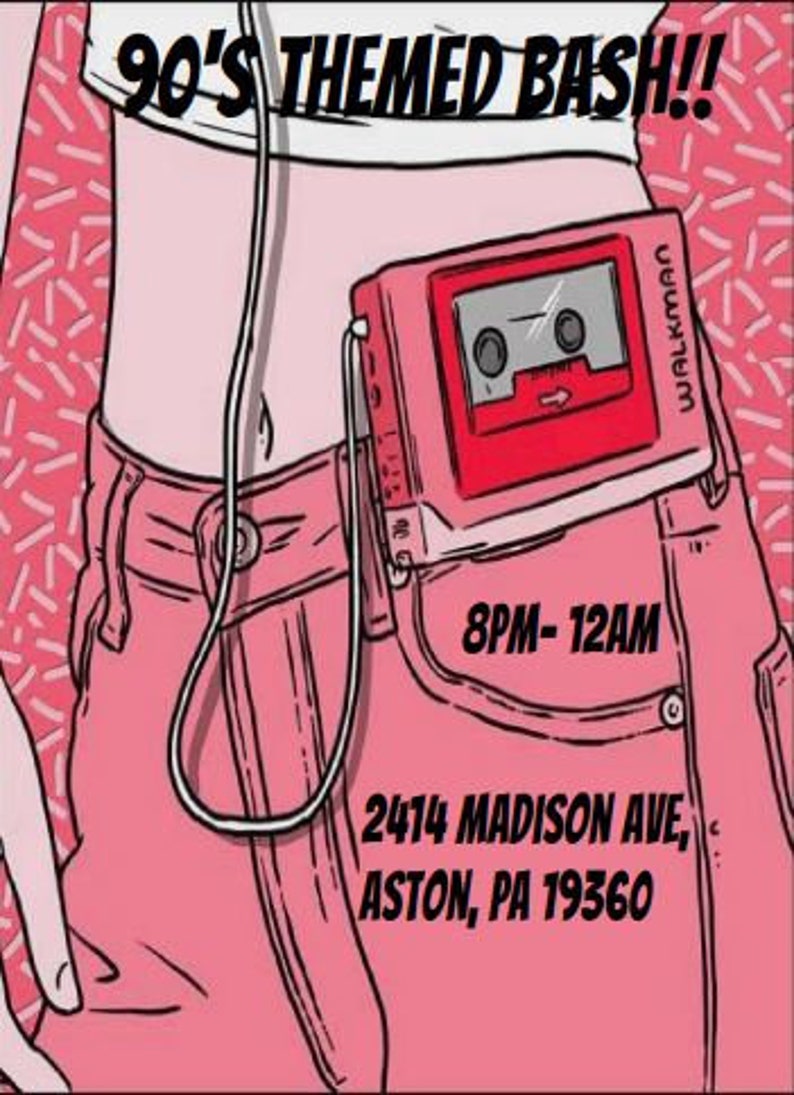 90'S Themed Party Invitation, Printable Template, Editable, Instant ...