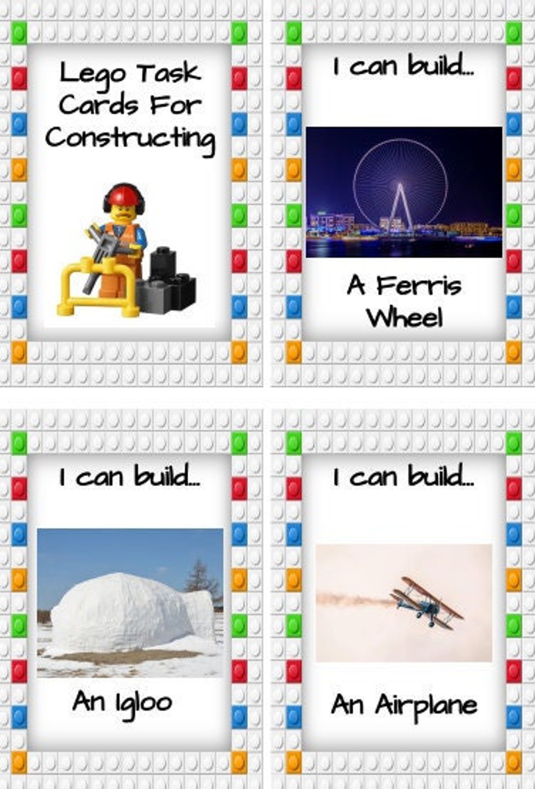 Preschool Building Task Cards (23 Images), Building Center, Blocks ...