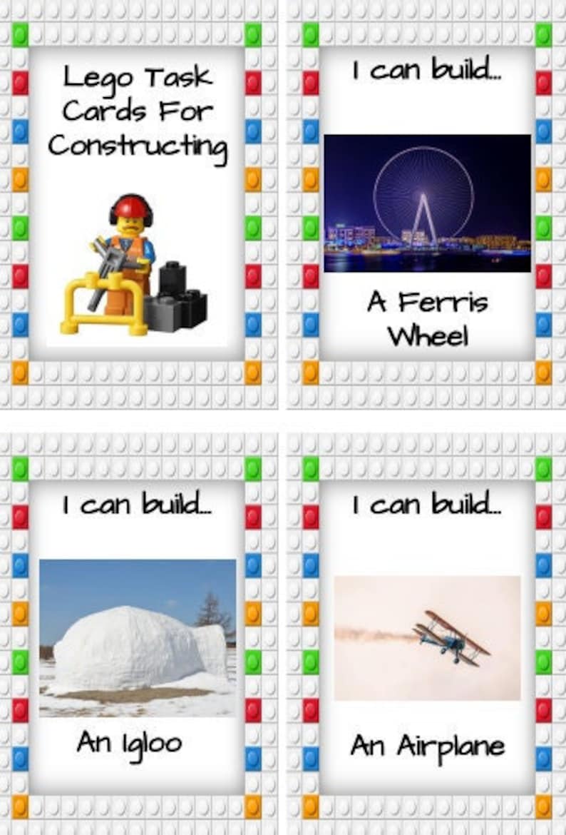 Preschool Building Task Cards 23 Images Building Center - Etsy