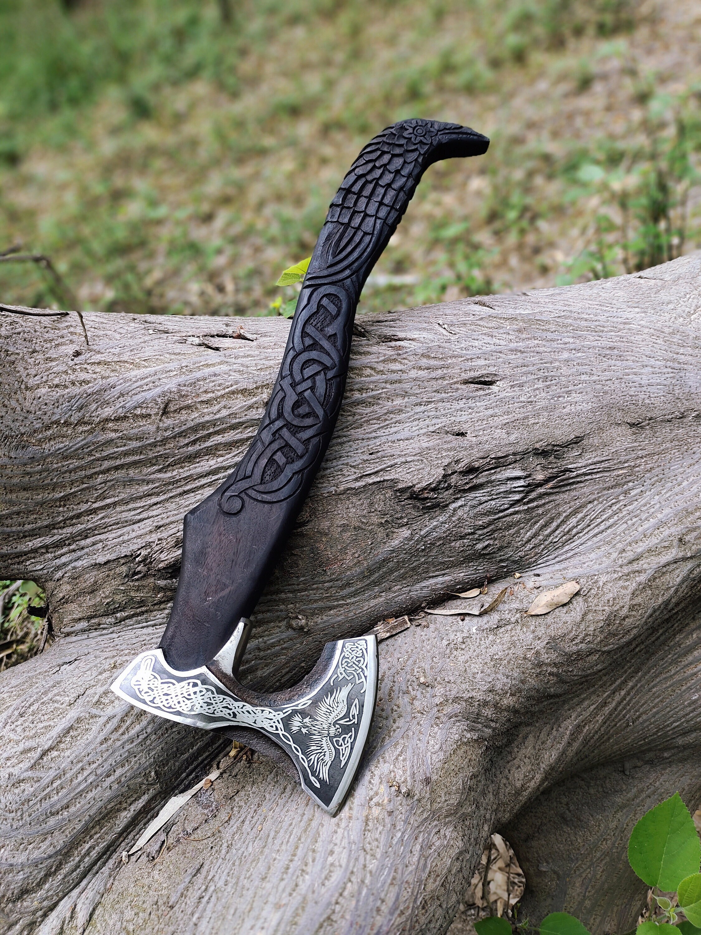 Handmade Forged Tomahawk Axe, Customized Raven Axe, Hatchet Axe ...