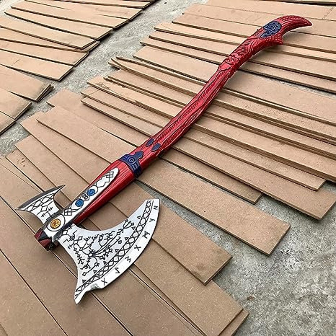God of War Hand Forged Viking Axe, Leviathan Replica Hatchet Axe With ...