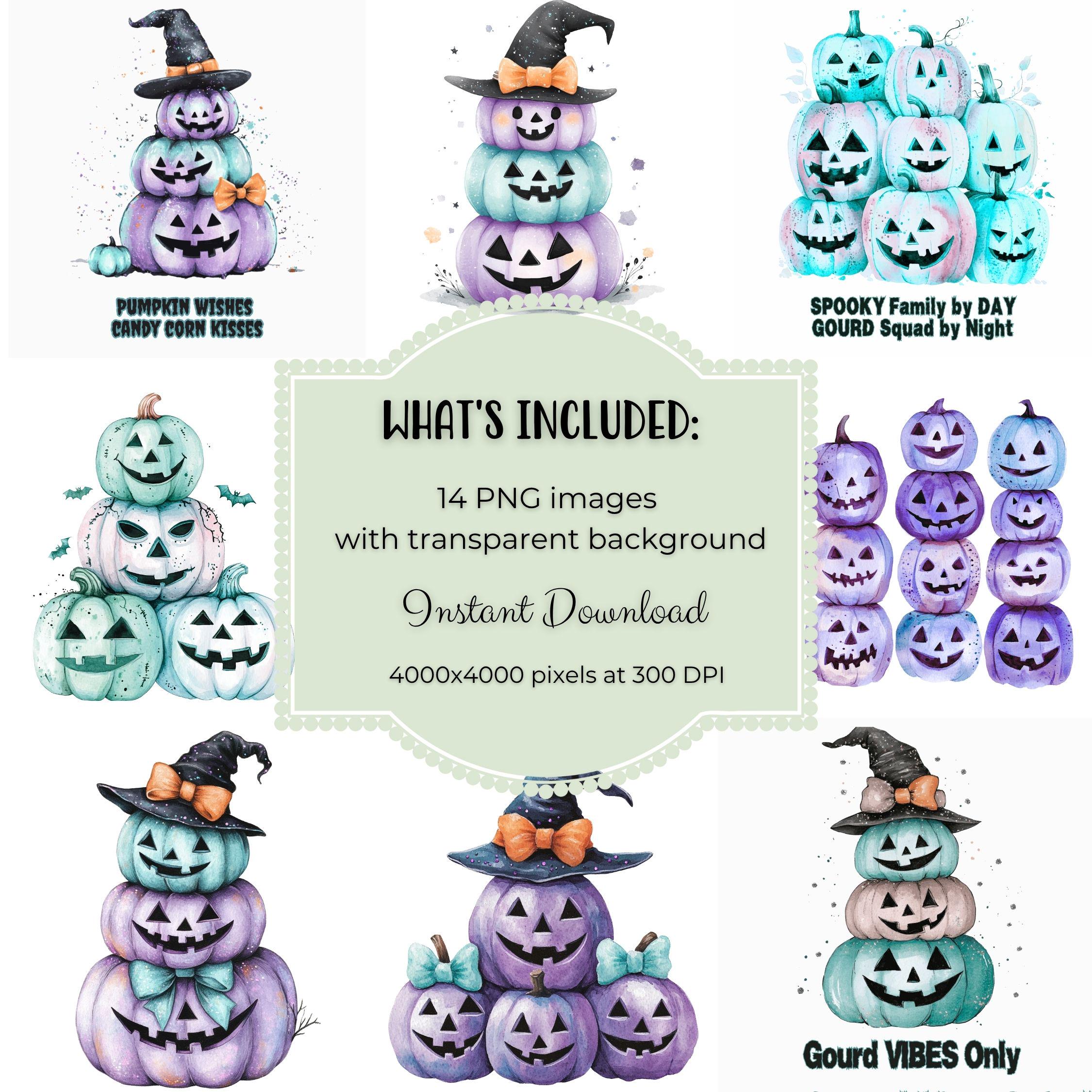 Teal Pumpkin Clipart, Pumpkin Clipart Bundle, Watercolor, Blue Pumpkin ...