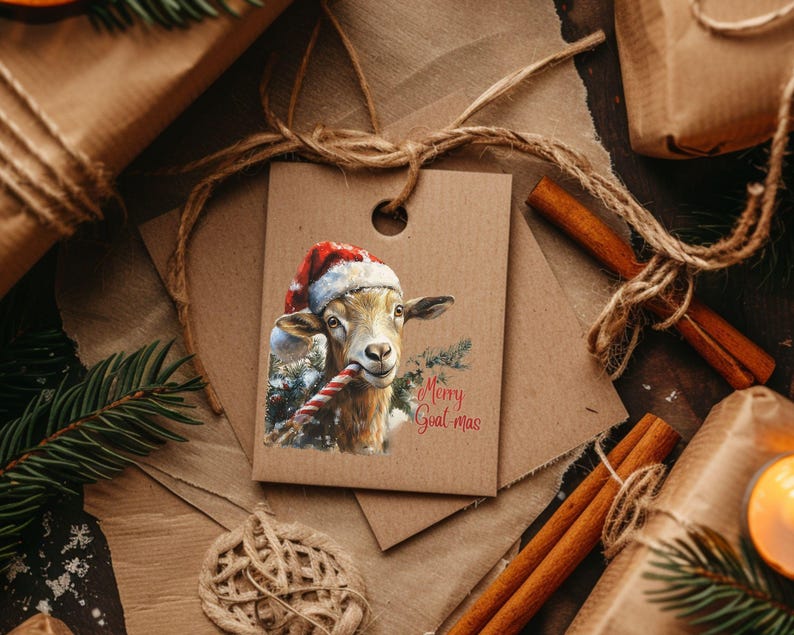 Merry Goat-mas PNG | Funny Farm Christmas Goat Design | Cute Watercolor ...