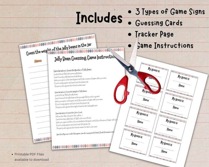 Jelly Bean Candy Jar Guessing Game Kit, Printable for Kids Slumber ...