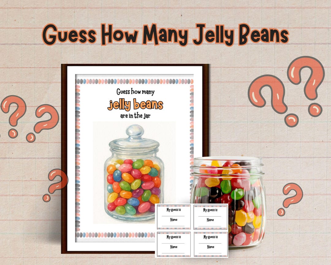 Jelly Bean Candy Jar Guessing Game Kit, Printable for Kids Slumber ...