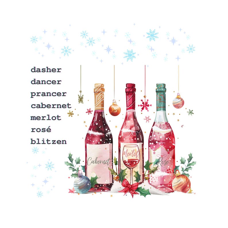 Funny Christmas Wine PNG | Holiday Wine Clipart for Sublimation ...
