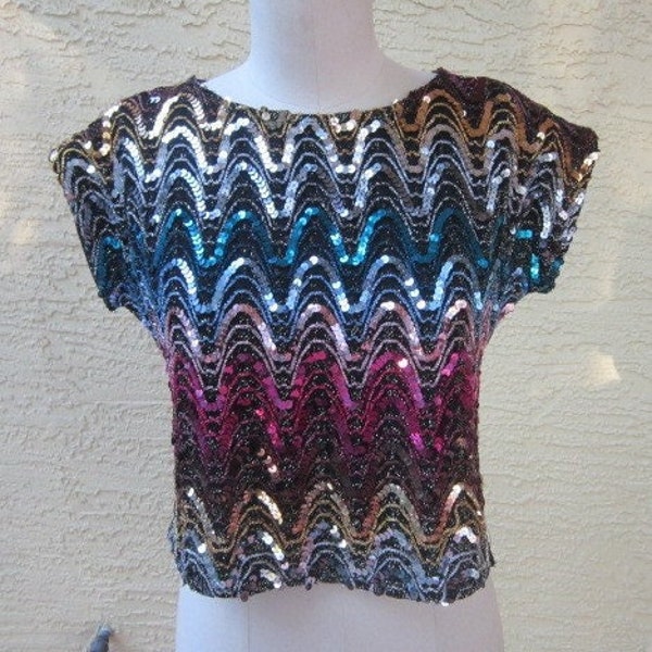 Rainbow Sequin Top - Etsy