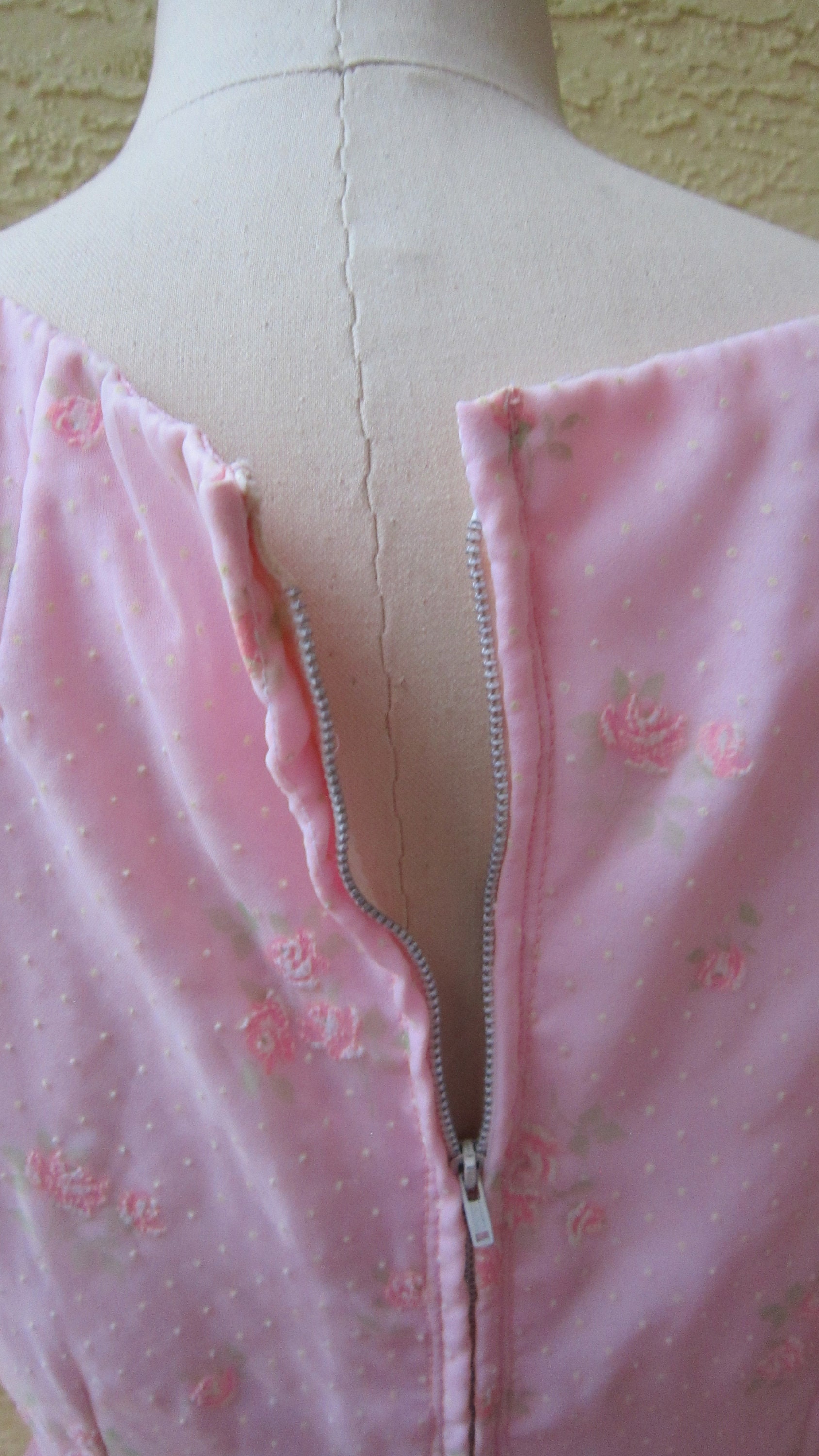 Vintage 1960's Handmade Pink Hippie Prairie Maxi Dress, Country Western ...