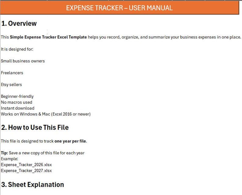 Simple Expense Tracker Excel Template for Small Business, Freelancers ...