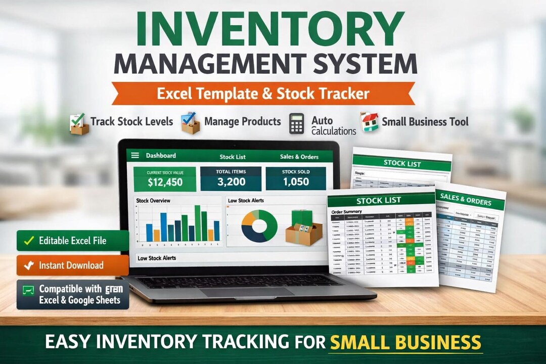 Inventory Management System Excel Template | Stock Tracker Spreadsheet ...