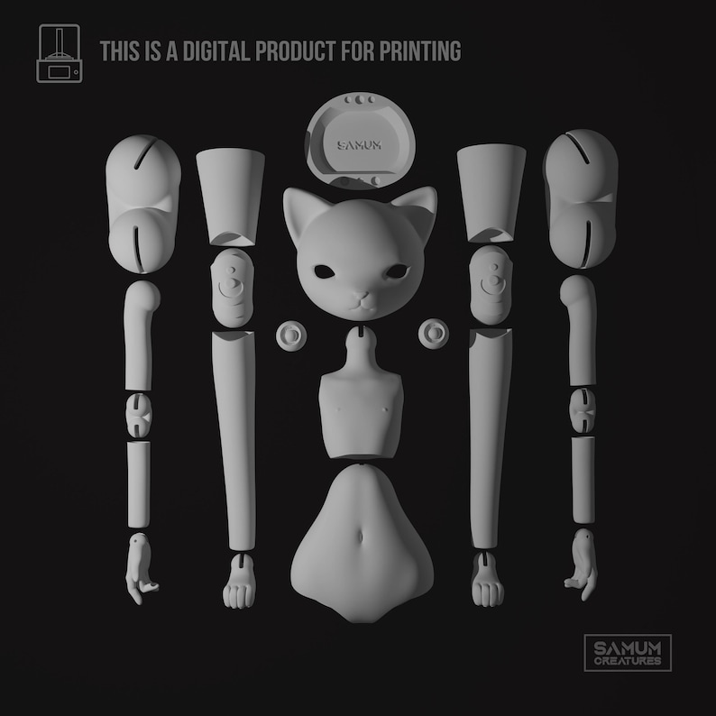 Cat BJD Doll STL – 3D Printable Ball Jointed Doll Model File "moony ...