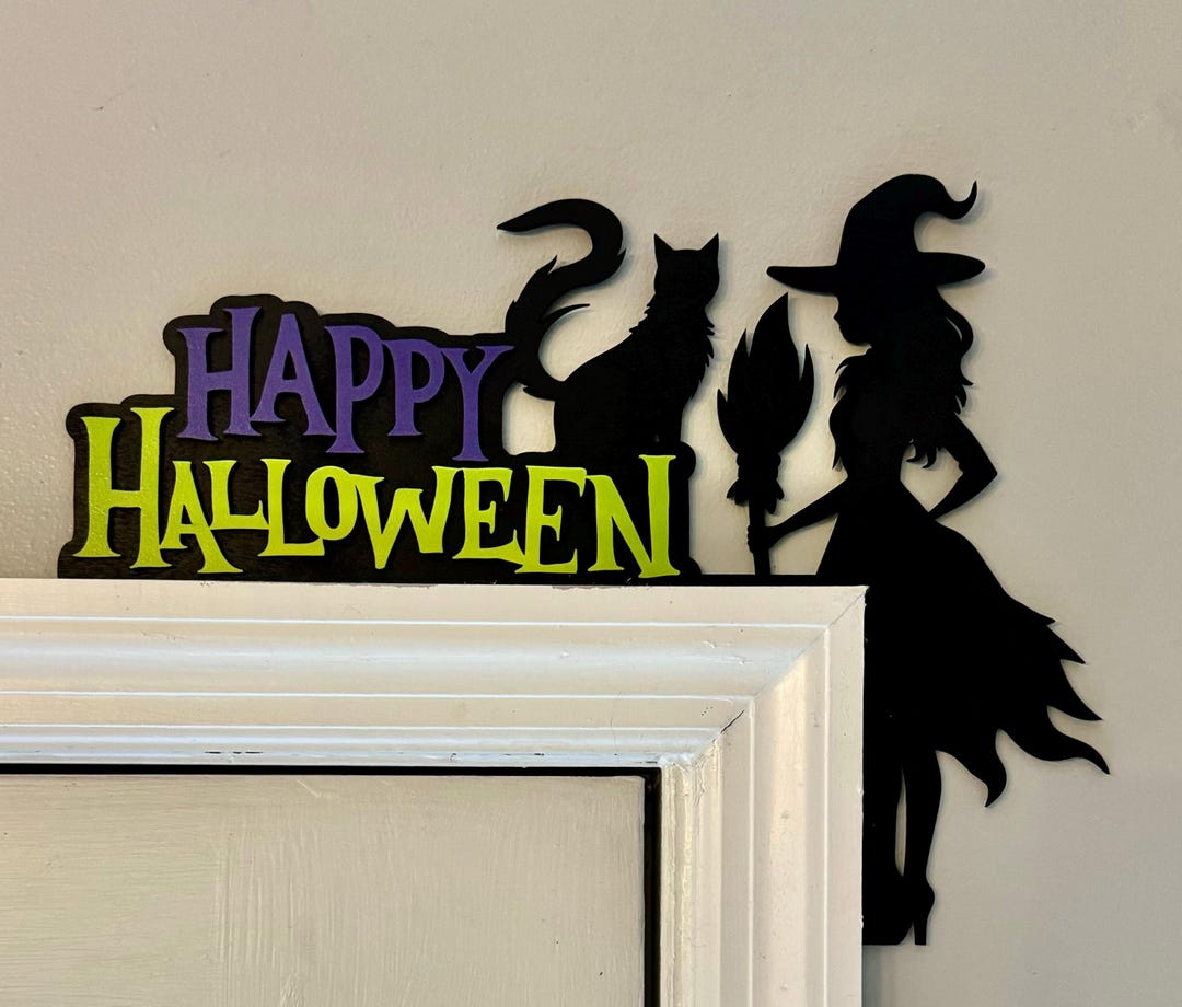 Halloween Door Trim Decor | Spooky Witch Spider Web Pumpkin Ghost ...