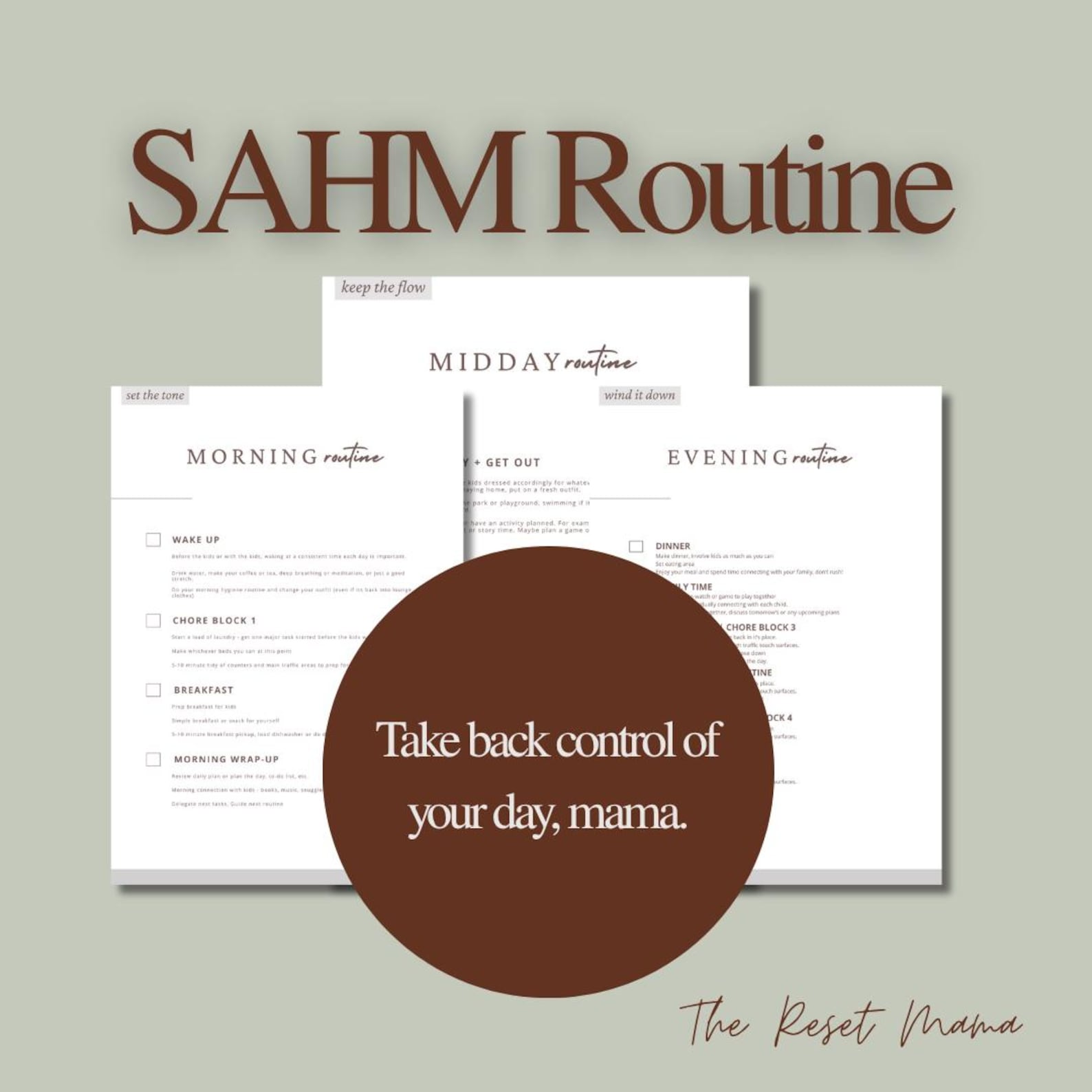 Stay at Home Mom Routine Checklist Printable | Daily Mom Schedule PDF ...
