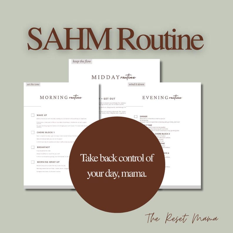 Stay at Home Mom Routine Checklist Printable | Daily Mom Schedule PDF ...