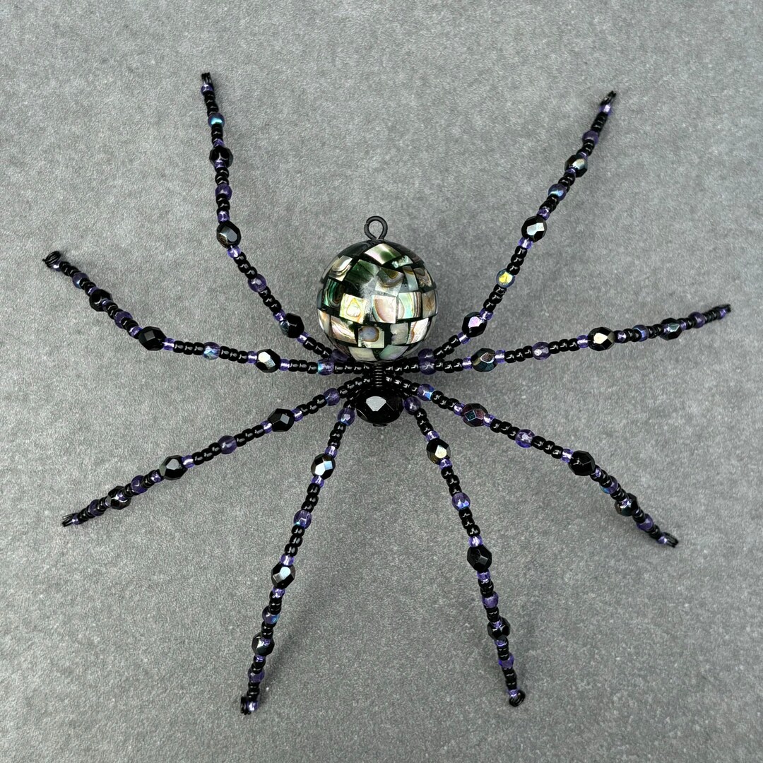 Mosaic Abalone Beaded Spider, Inspired by Nature, Home Décor, Dark ...