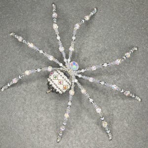 White Light Kashmiri Beaded Spider, Handmade Rhinestone & Crystal Decor ...
