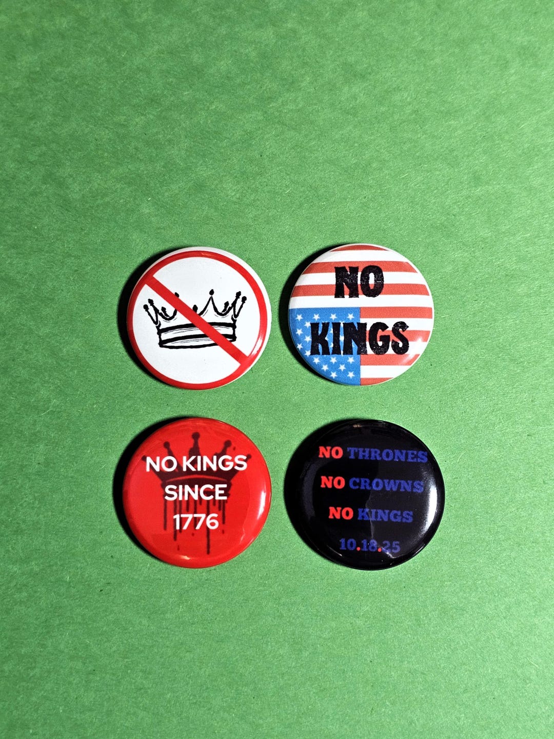 No Kings 1.25" Pinback Button Set - Etsy