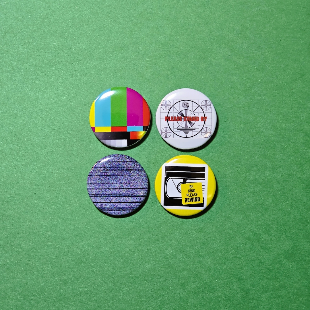 1.25" Tv/static Inspired Pinback Button Set - Etsy