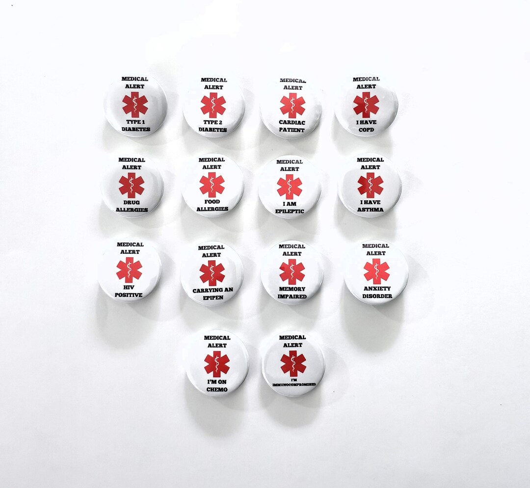 Medical Alert Pinback Buttons, 1.25" - Etsy