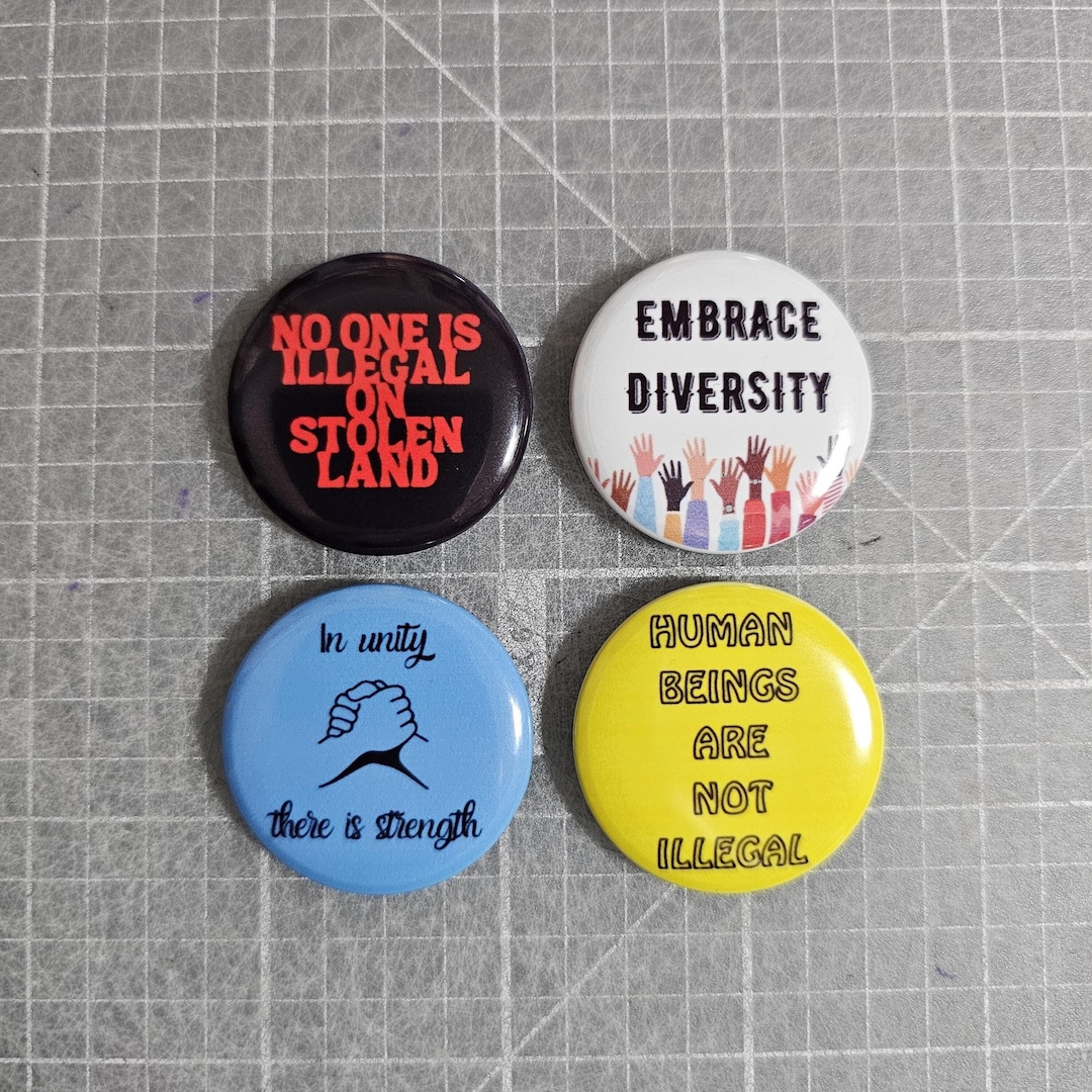 Diversity and Inclusion Pinback Buttons, 1.25", Set of 4 - Etsy