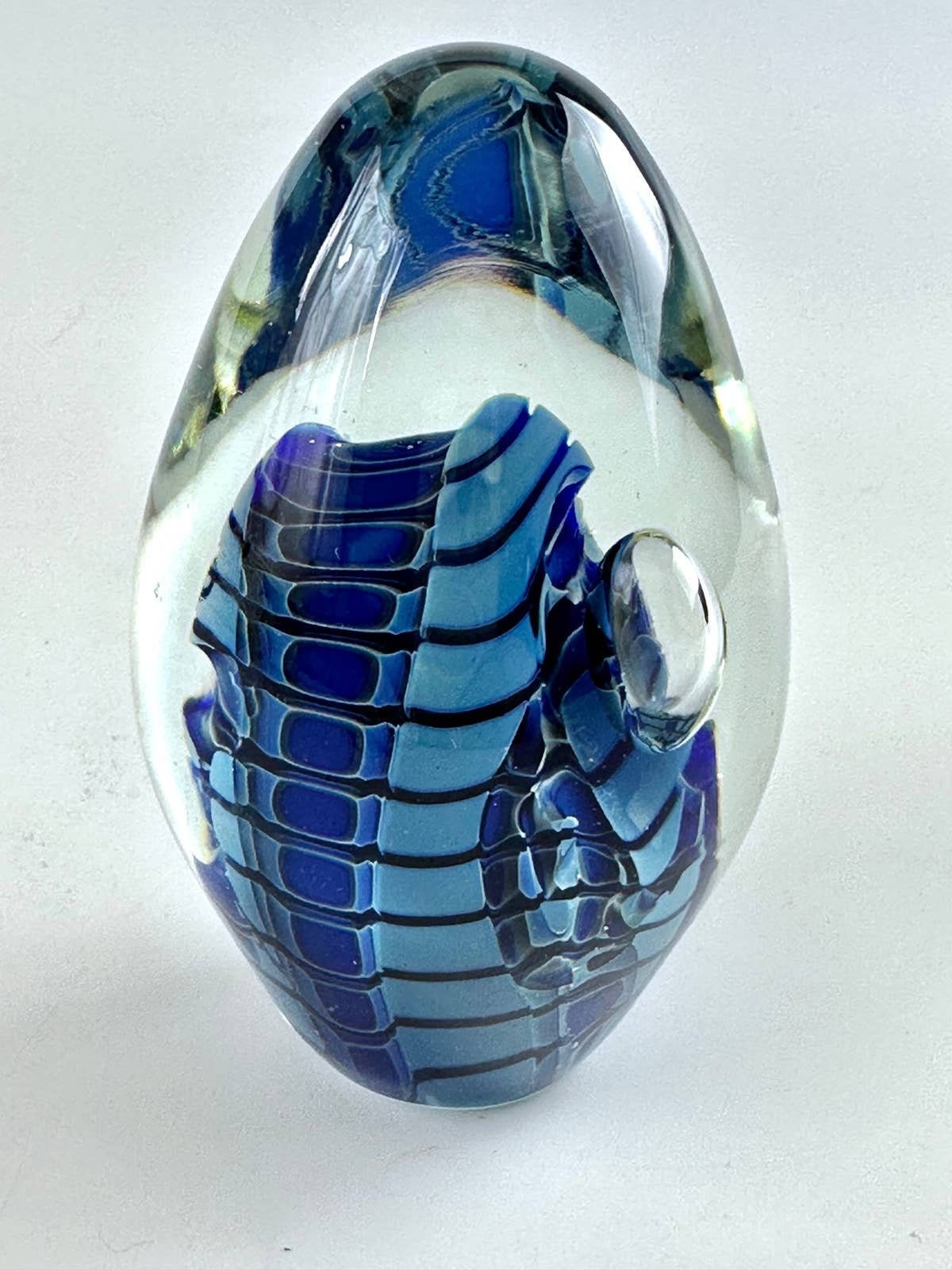 Robert Eickholt Signed Glass Paperweight 1997 ESCH Blue Black - Etsy