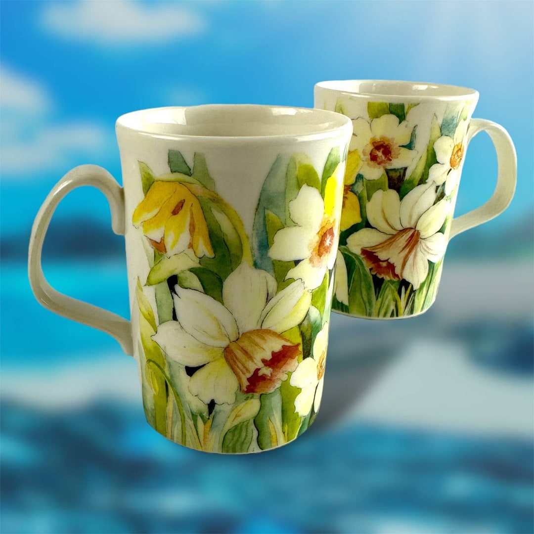 Vintage Royal Doulton Spring Daffodil Mug Set expressions - Etsy