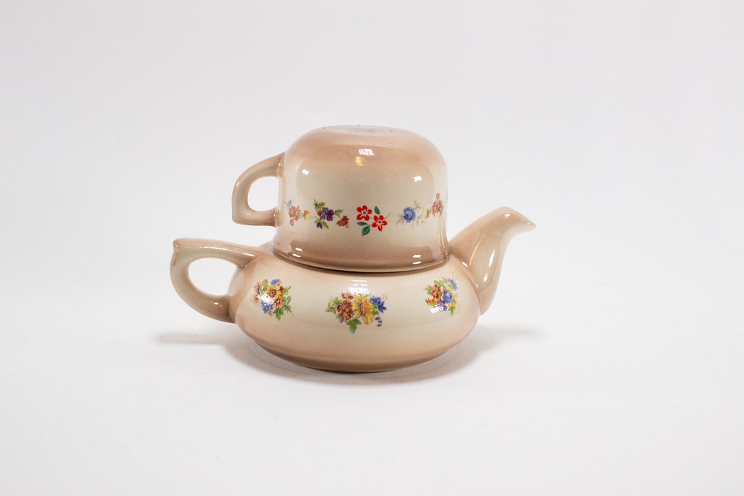 Vintage Stacking Teapot and Cup Floral Flowers Motif - Etsy