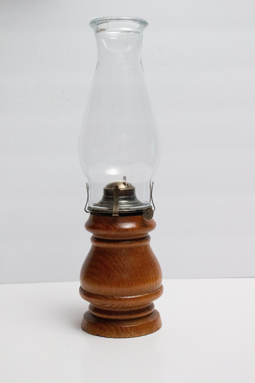 Vintage Hurricane Oil Lamp Wood Base - Etsy