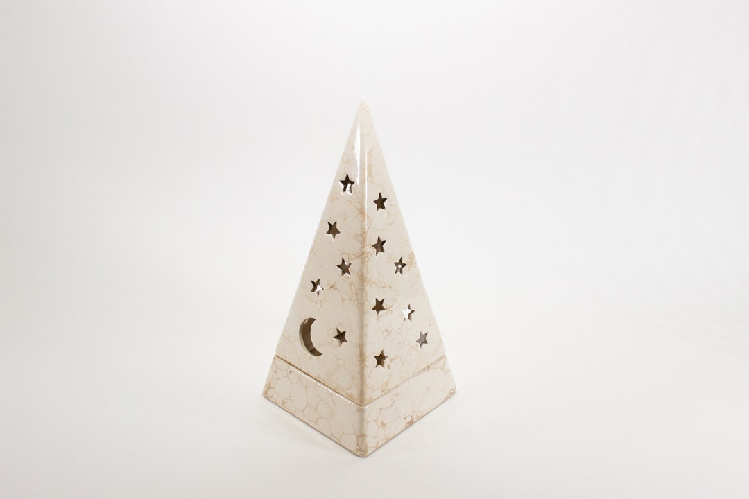 Vintage Partylite Galaxy Tealight Holder, Celestial Ceramic Pyramid ...