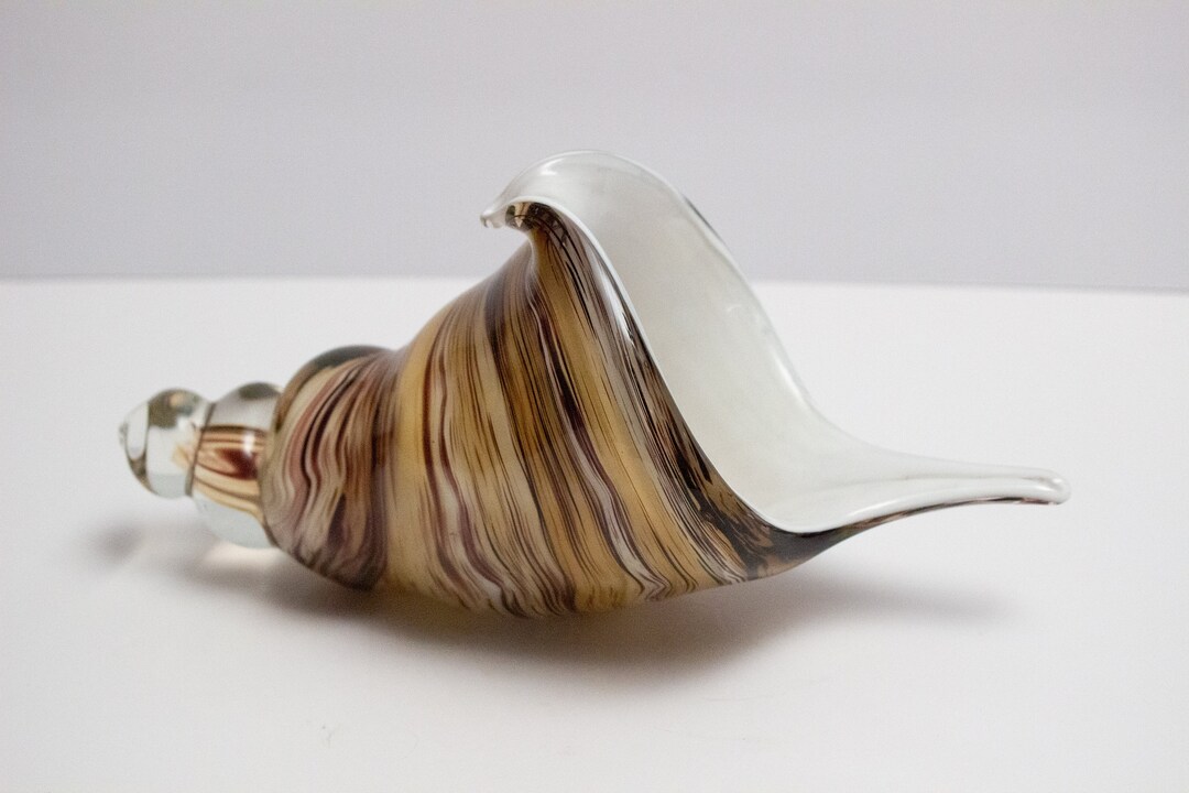 Vintage Hand Blown Glass Conch Shell Dish - Etsy