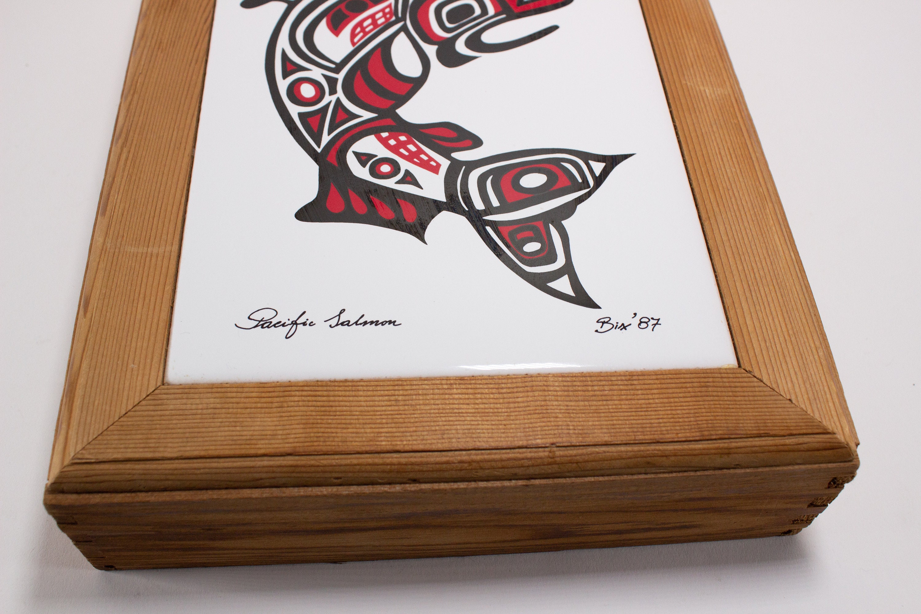 First Nations Pacific Salmon Tile Cedar Haida Keepsake Box Bix ...