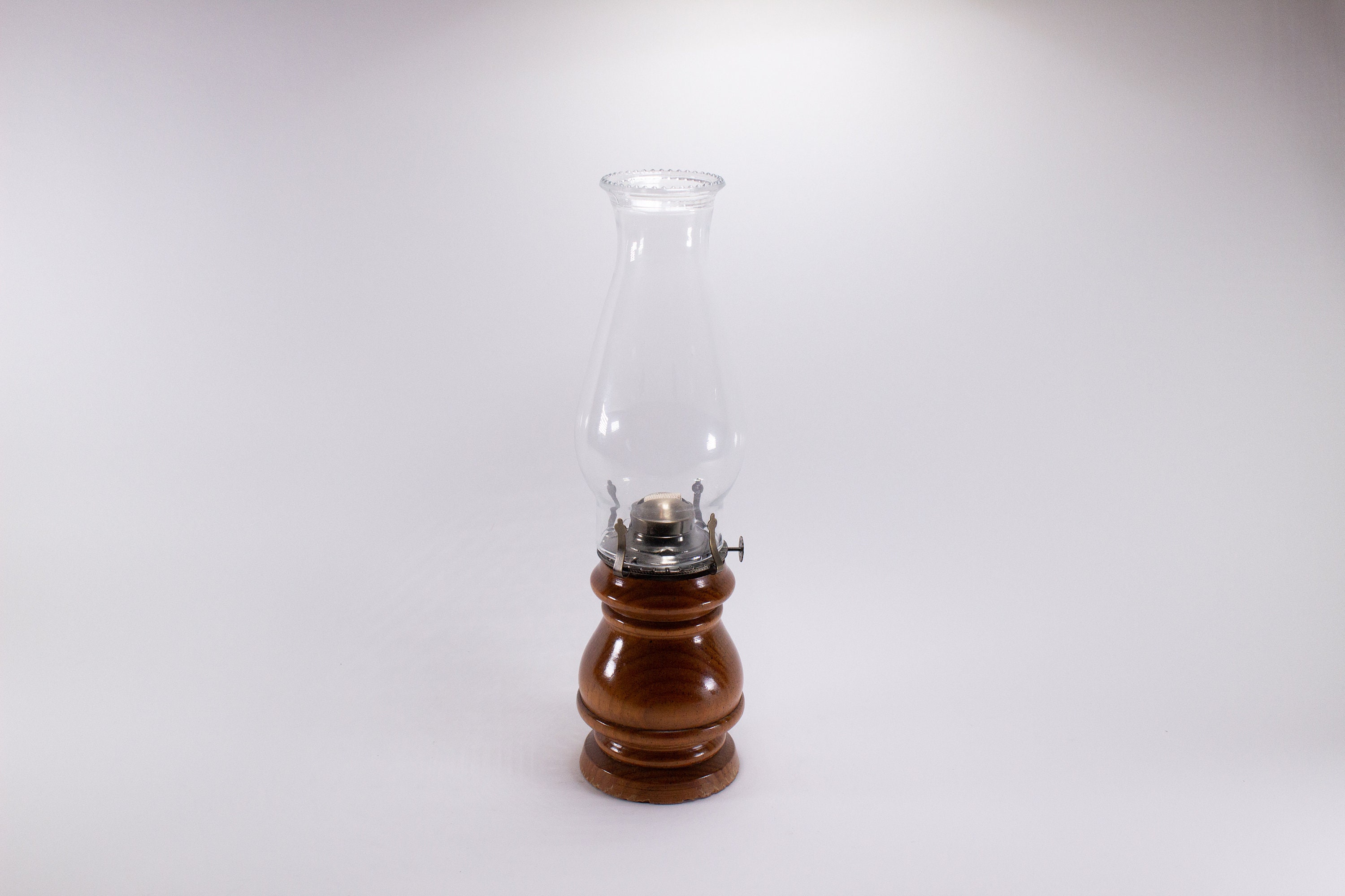 Vintage Hurricane Oil Lamp Wood Base - Etsy